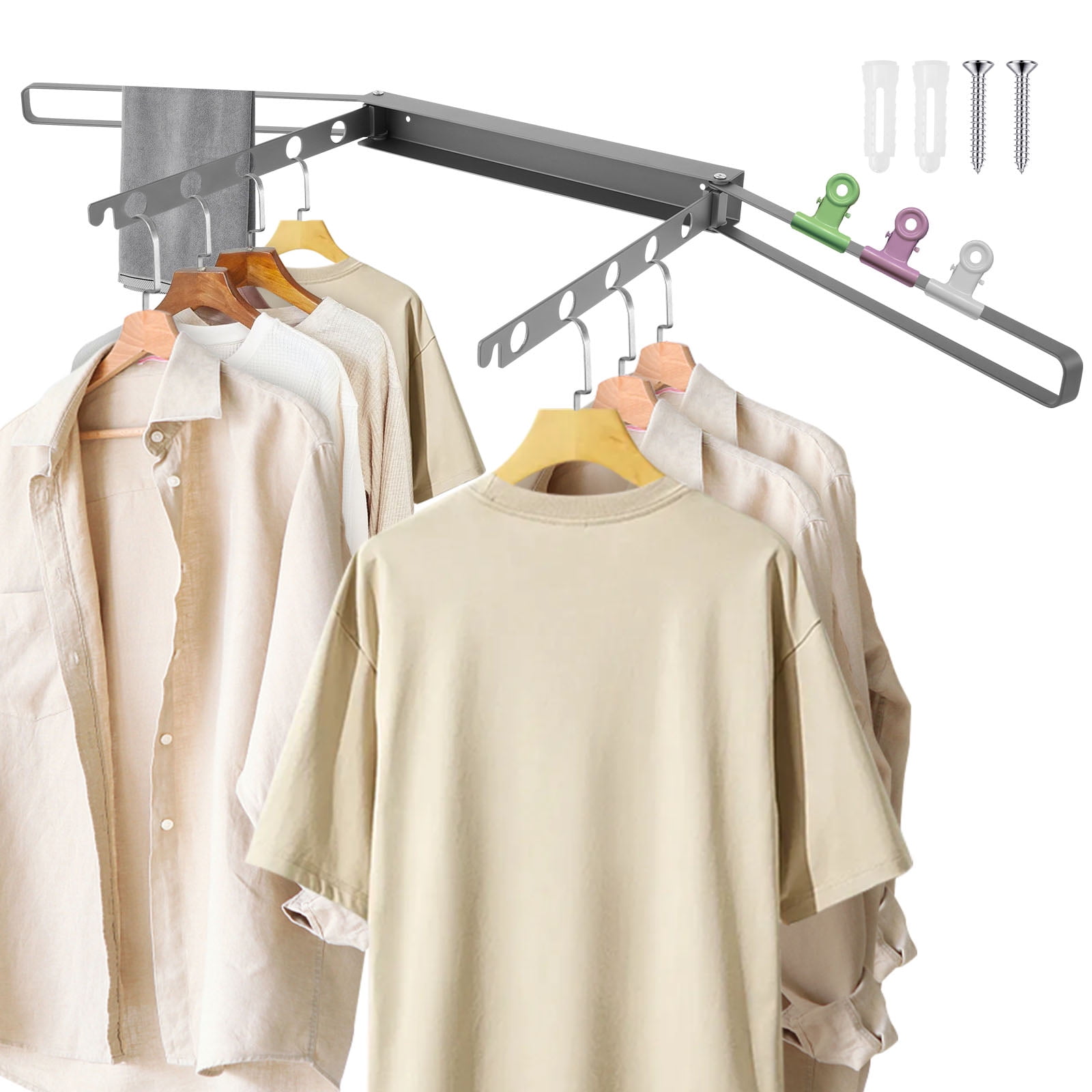 Wall Clothes Drying Rack Aluminum Alloy Wall Clothes Dryer Rack Space ...