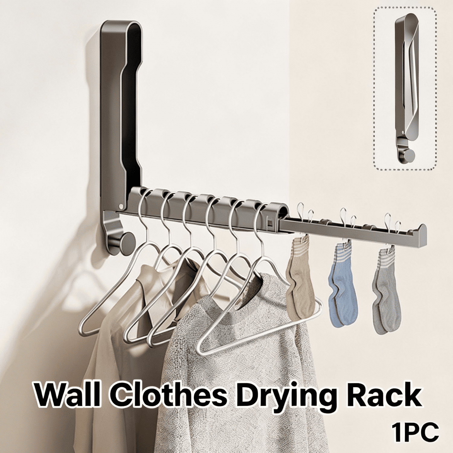 Wall Clothes Drying Rack,Retractable Iron Laundry Hanger,Space-Saving ...