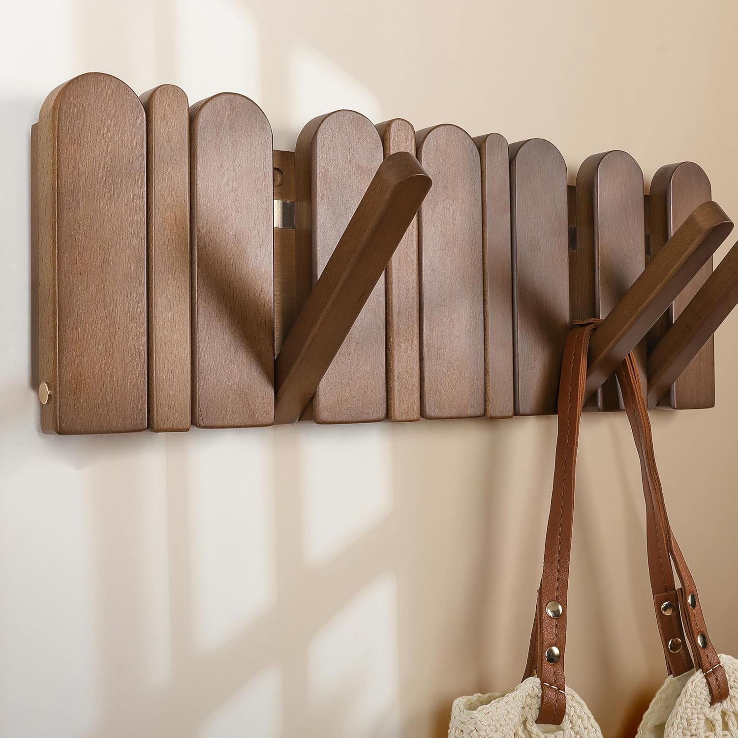 Wall Coat Rack for Entryway: Wooden Modern Heavy Duty 6 Hooks ...