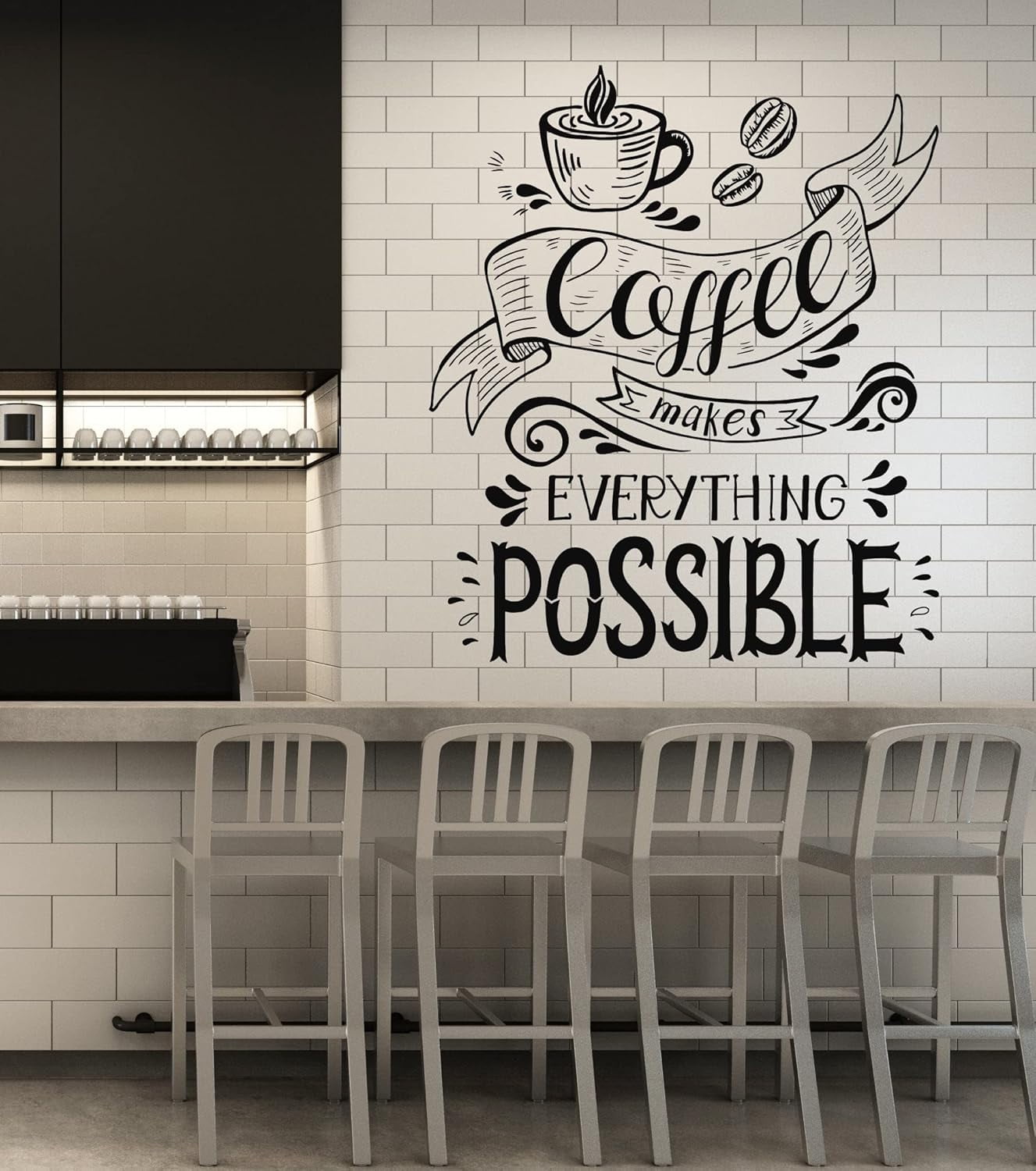 Wall Coffee Makes Everything Possible Motivation Quote Stickers Mural ...