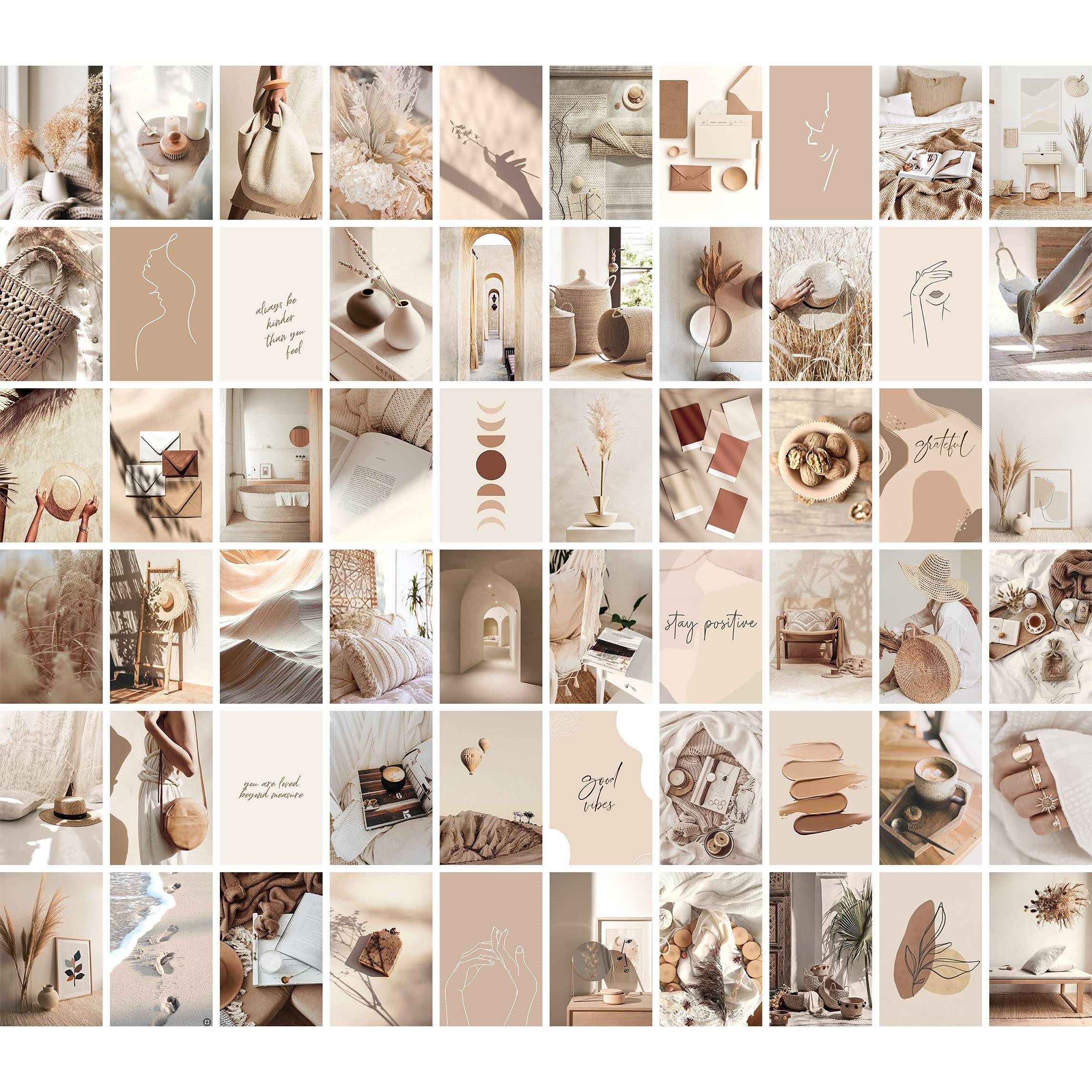 Wall Collage Kit Aesthetic Pictures, Boho Beige Room Decor for Teen Girls, VSCO Posters for ...