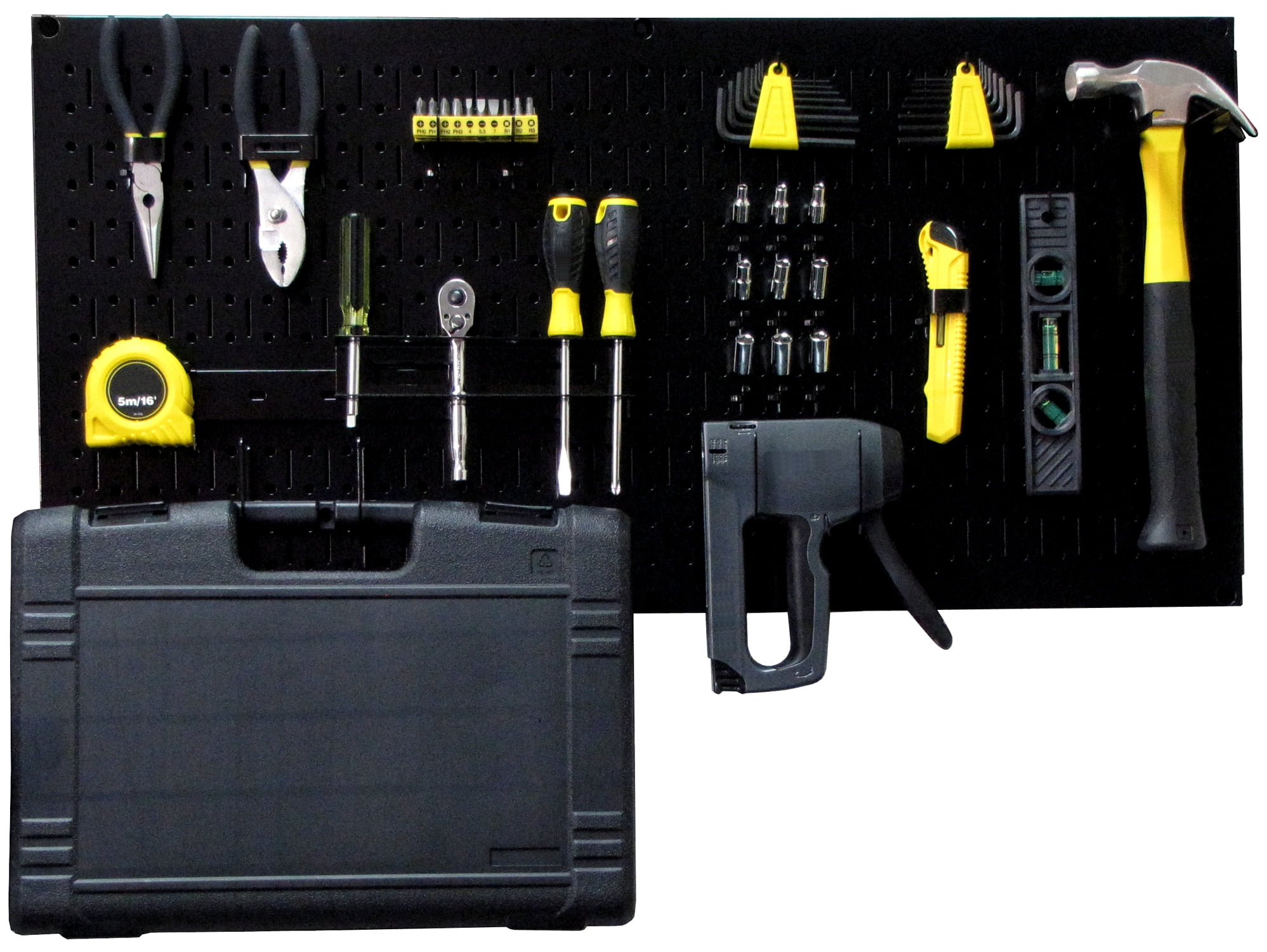 Wall Control Modular Metal Pegboard Tool Organizer, Wall-Mounted, Black ...
