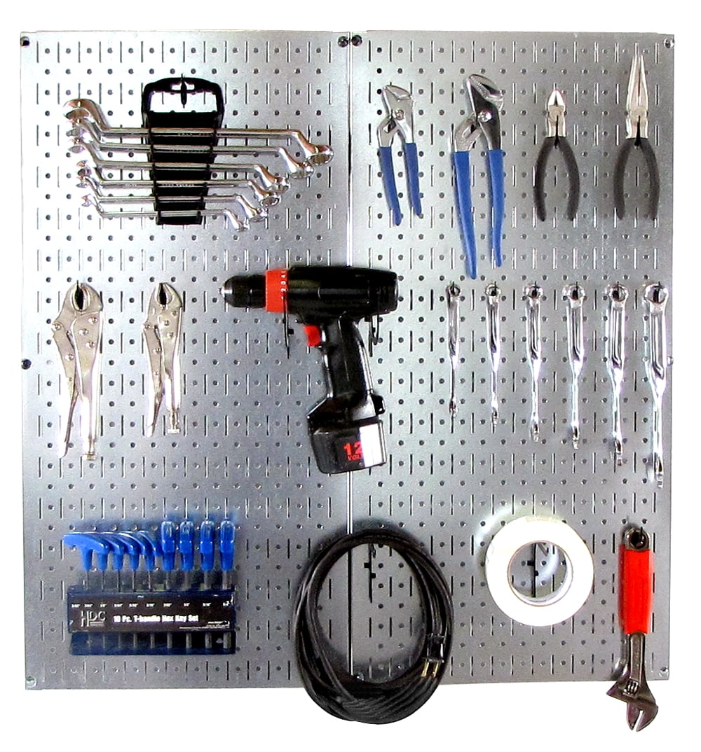 Wall Control Pegboard Tool Organizer Starter Kit with Metallic ...