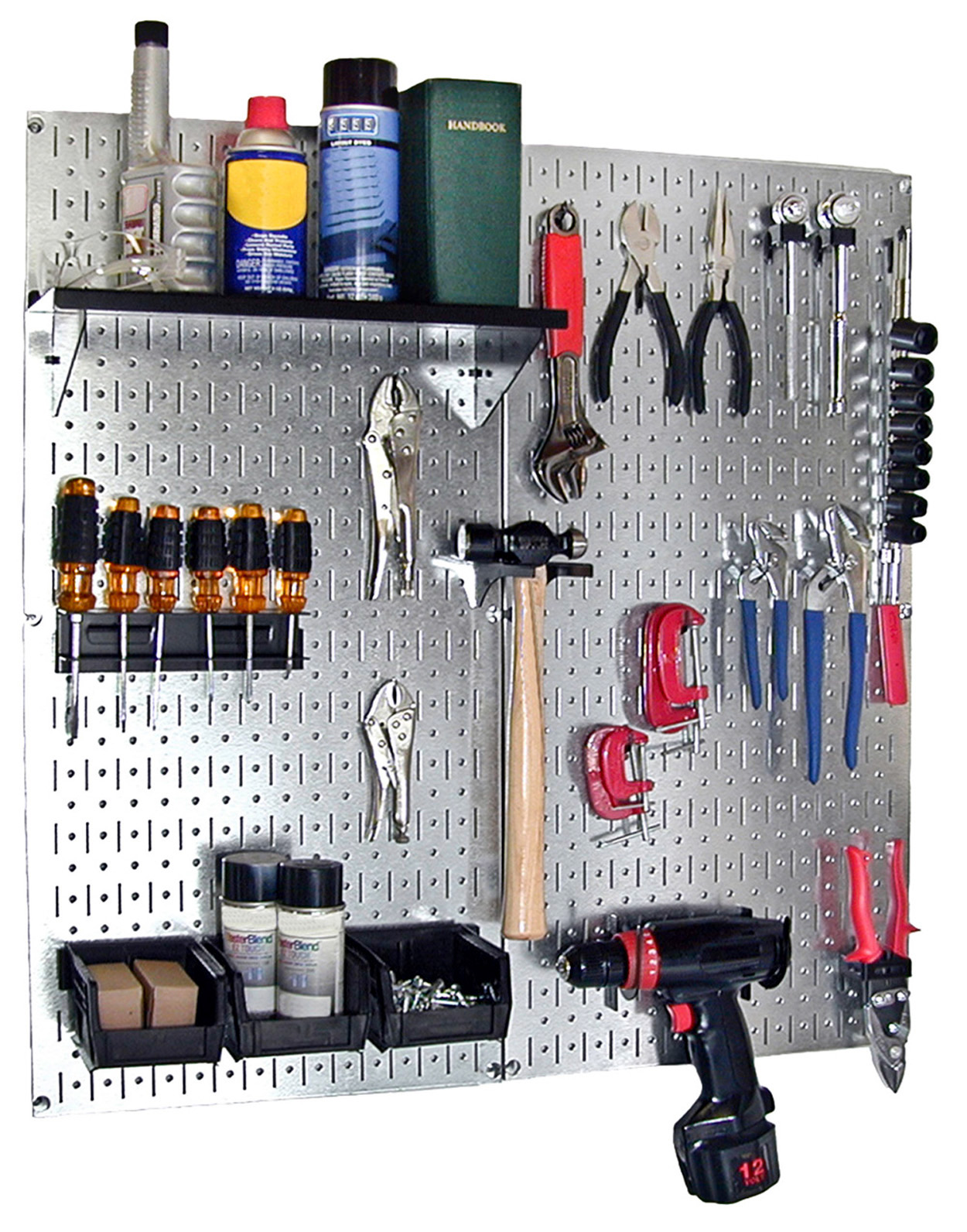 Steel Pegboard Utility Tool Storage Kit - Galvanized Steel Pegboard ...