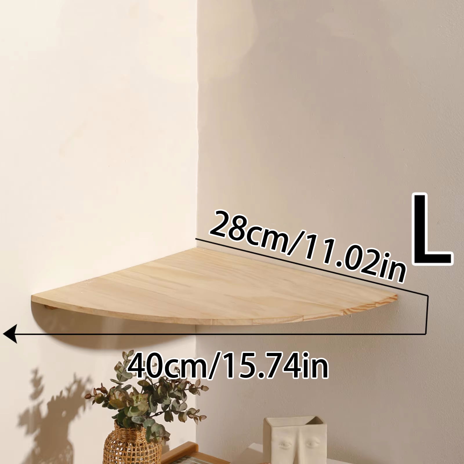 Wall Corner Shelves Wood Floating Wall Shelf Round End Wall Mounted ...