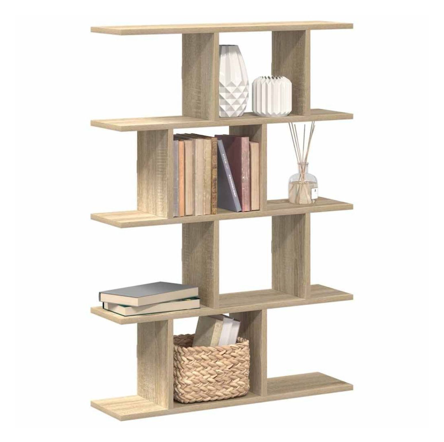 Wall Cube Shelf Sonoma oak Engineered wood Medium Wall Cube Shelf Brown ...