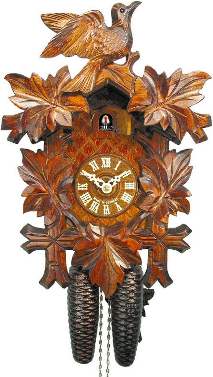 Wall Cuckoo Clock Mechanical 8 Day with 1 Bird & 5 Leaves; German Black ...