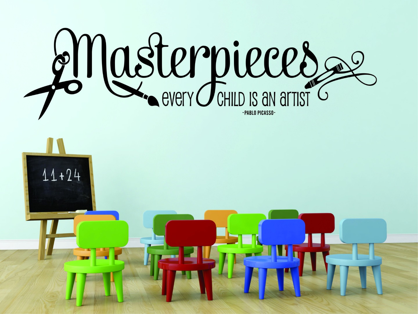 Wall Decal : Masterpieces. Every Child Is An Artist. Pablo Picasso ...