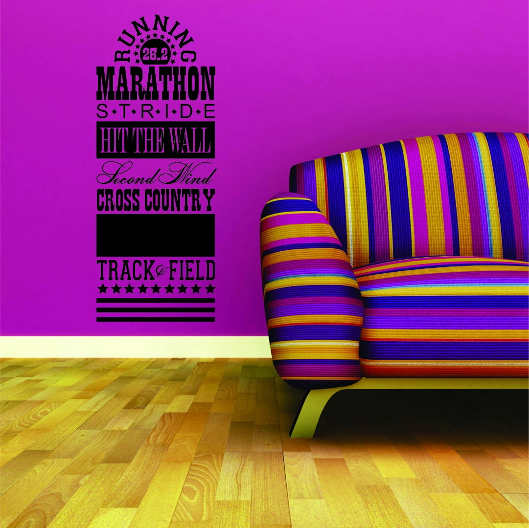 Wall Decal : Running . Marathon Stride Hit The Wall Second Wind Cross ...