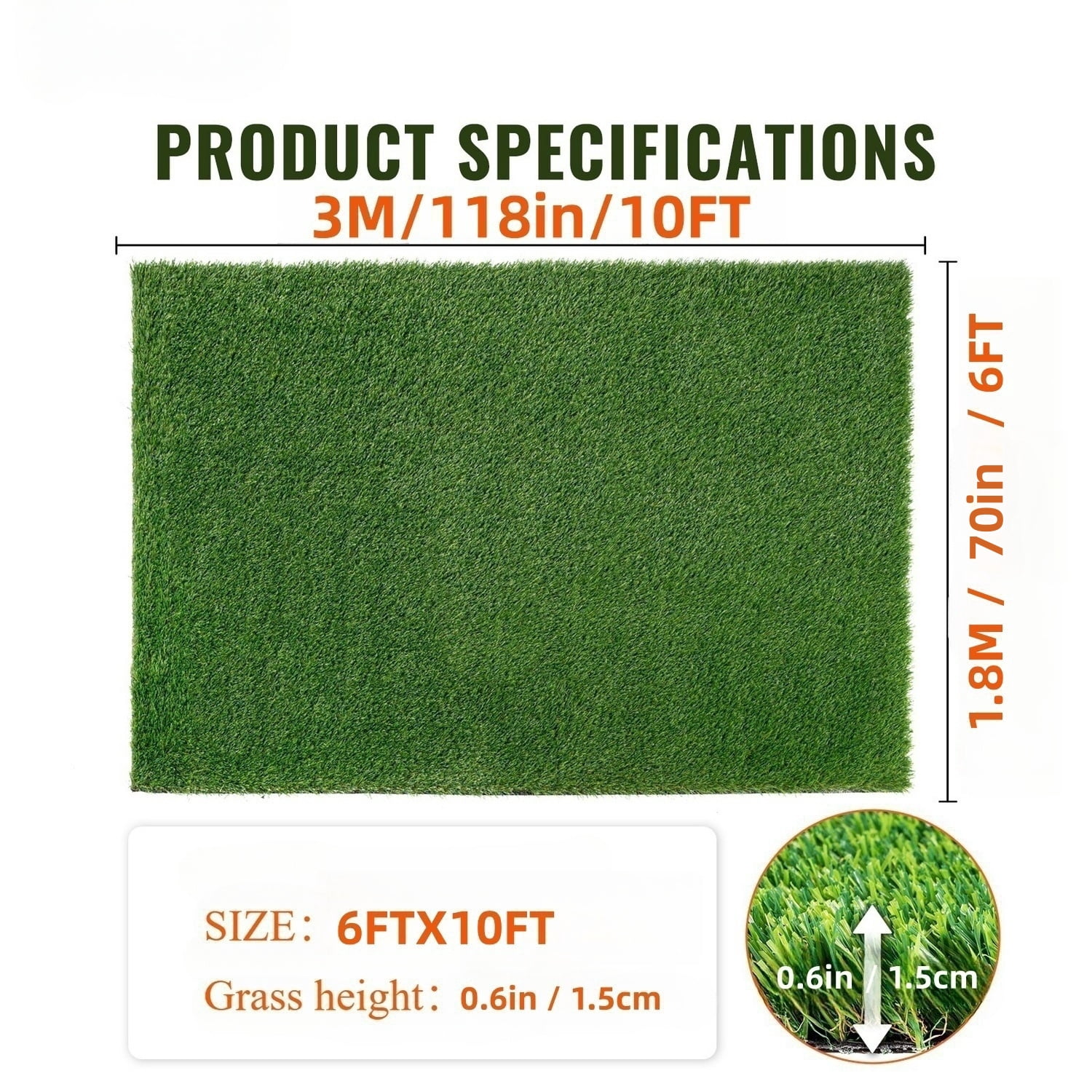 Wall Decals 6ft x 10ft Premium Artificial Turf Mat with Drainage Holes ...