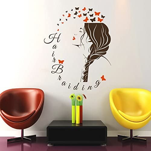 Wall Decals Beauty Salon Hair Braiding Sign Interior Decor Vinyl ...