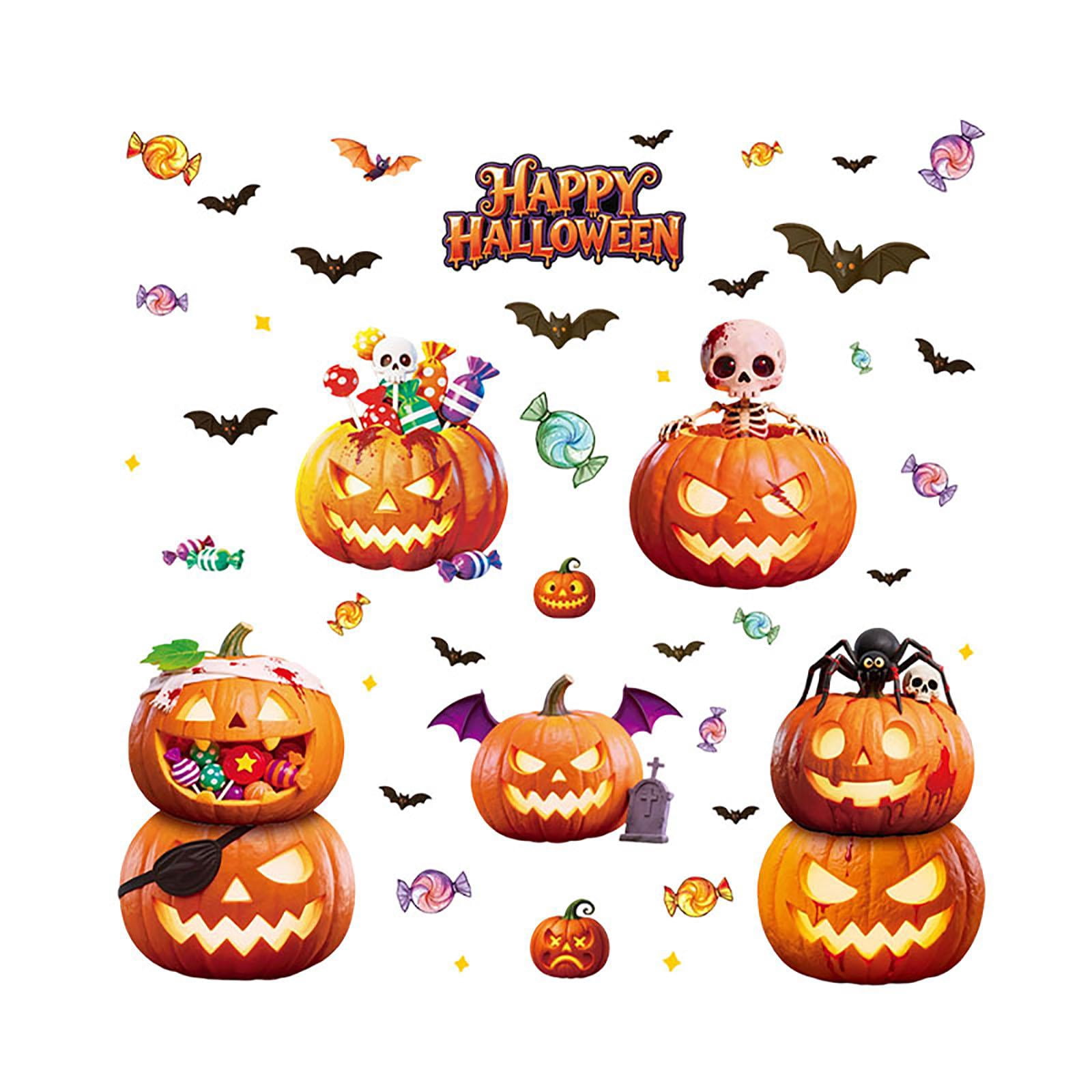 Wall Decals Halloween Pumpkin Themed 4 Sheet Set Removable Halloween ...