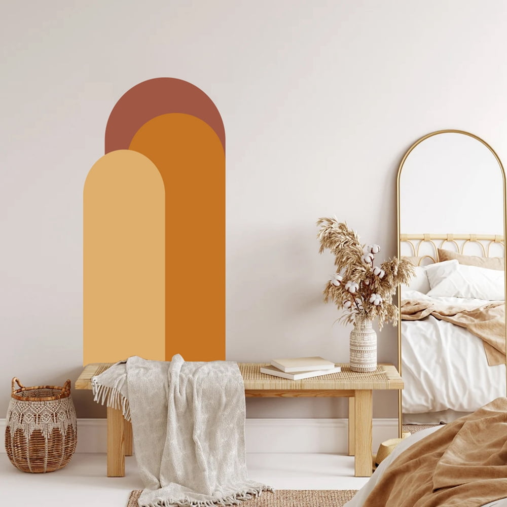 Wall Decals,Modern Solid Color Geometric Arched Wall Sticker, Removable ...