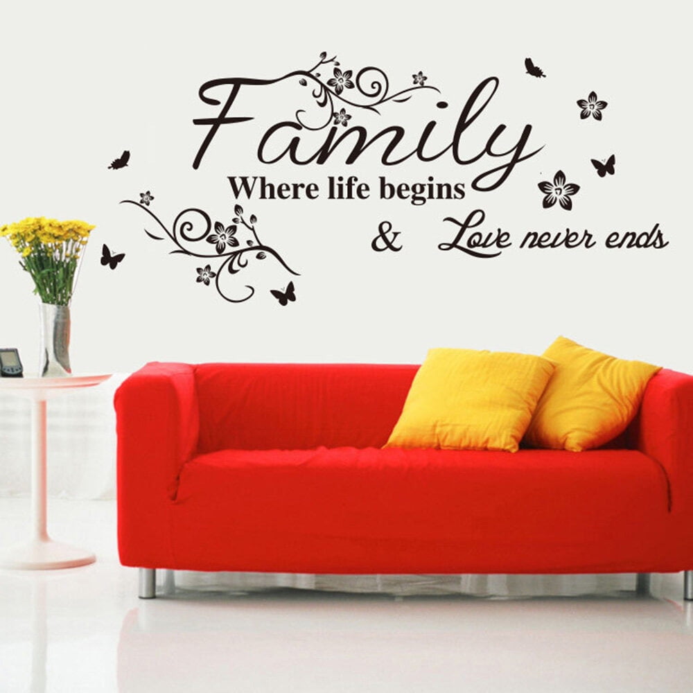 Wall Decals Quotes Flower Vine Word Wall Sticker Quotes DIY Family ...