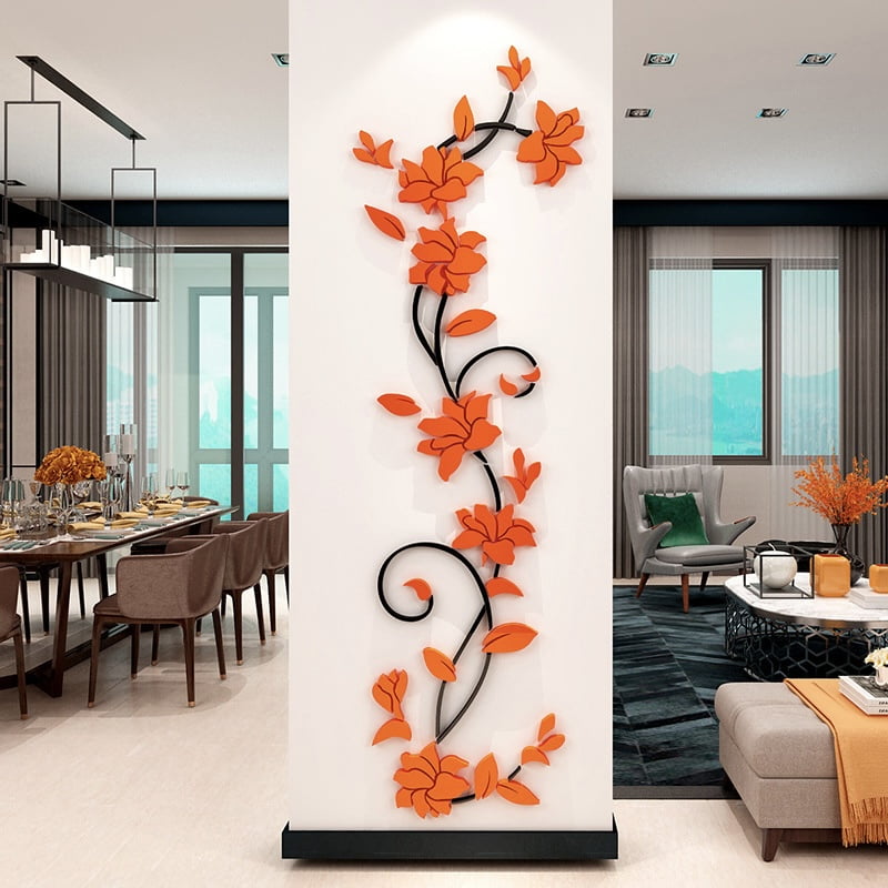 Wall Decals/Wall Murals DIY Mirror Acrylic Wall Decals Rose Flower/Wall ...