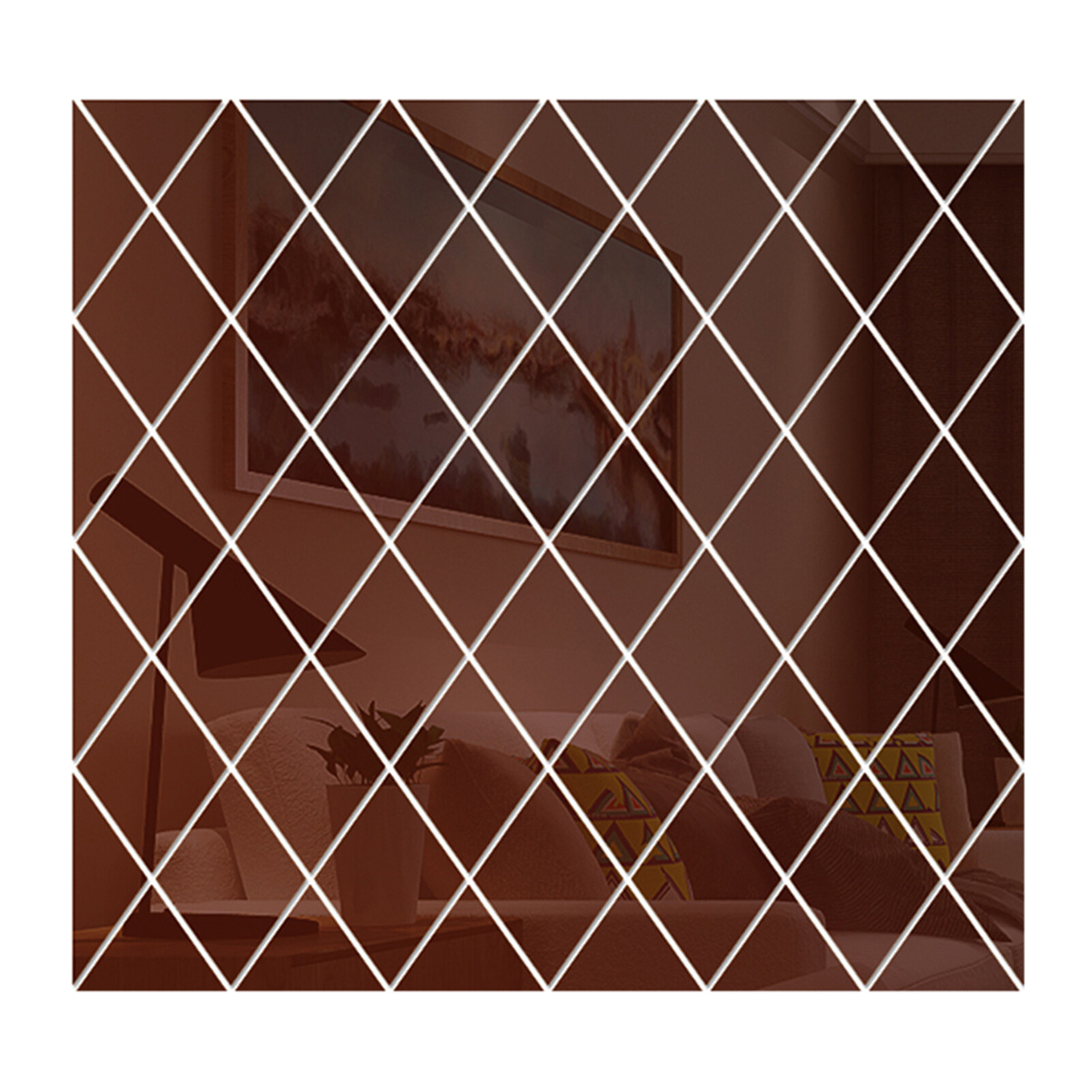 Wall Decals Wall Sticker Diamond Mirror Reflective Design DIY Family ...