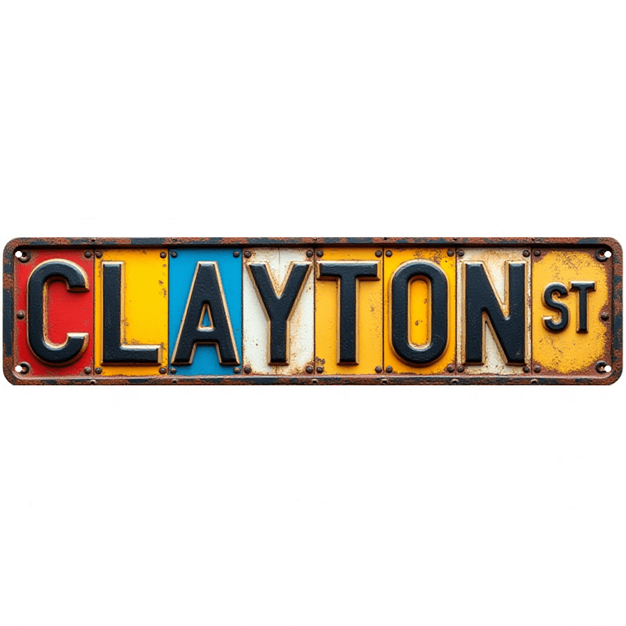 Wall Decor 16*4 Inches "CLAYTON STREET" "Vivid Letter" "Avenue Detail ...