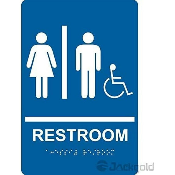 Wall Decor Ada Restroom Sign,8 X 12 Inch Tactile + Braille Blue Metal ...