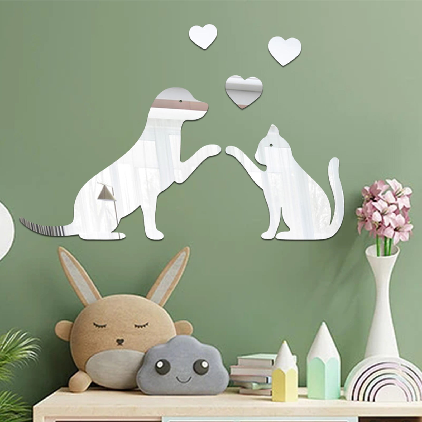 Wall Decor Animal Theme Waterproof Acrylic Mirror Wall Decor Stickers ...