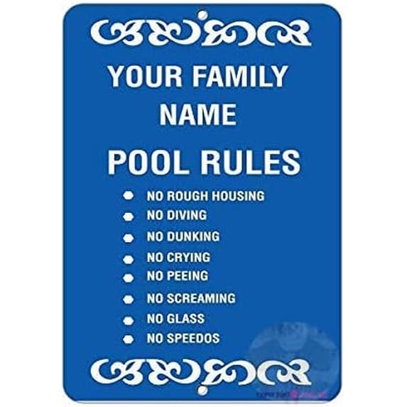 Wall Decor Deco Signs 8x12 Inches Metal Road Pool Rule No Rough Housing ...