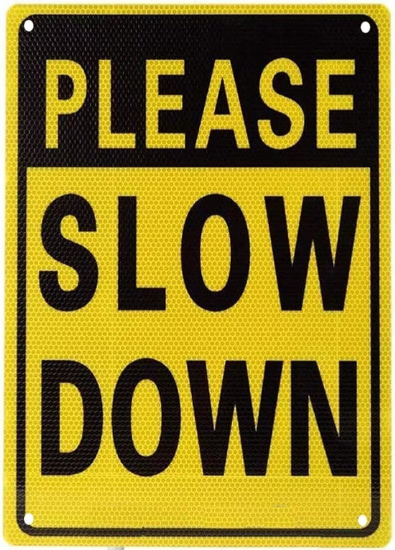 Wall Decor Double Sided Please Slow Down Sign Reflective Aluminum Metal ...