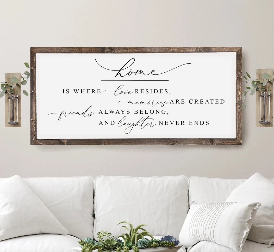 Wall Decor Home Is Where Love Resides Sign Canvas Art Wall Art Prints ...