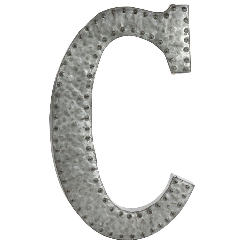 Wall Decor Letter " C " with Rivets in Galvanized Zinc - Walmart.com
