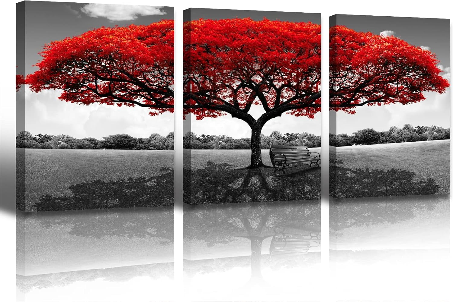 Wall Decor Living Room Red Tree - Black White and Red Nature Trees ...
