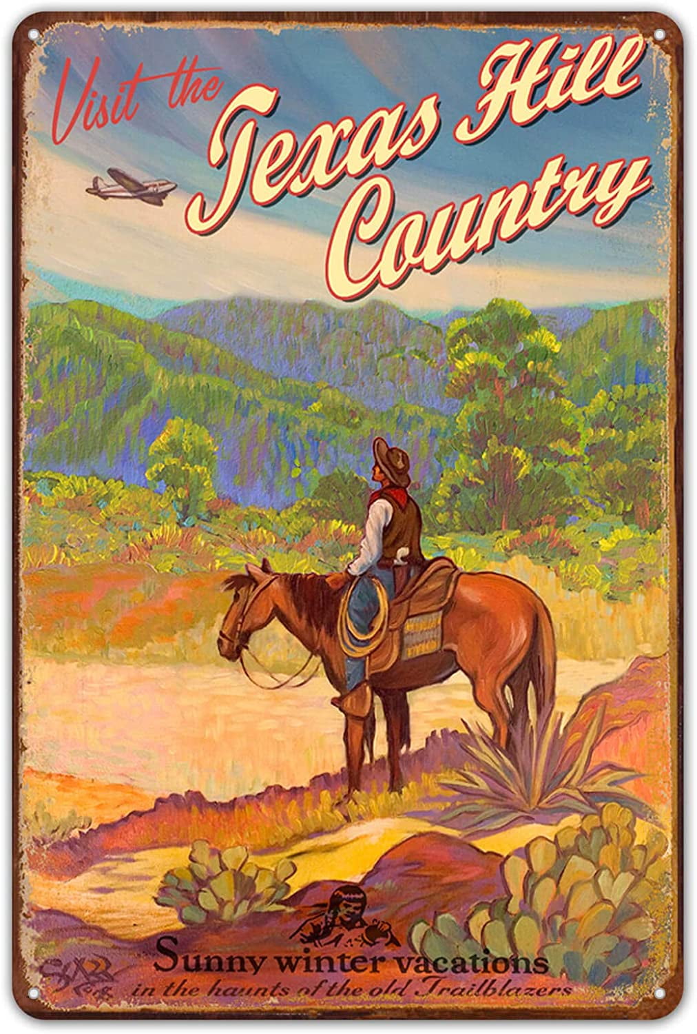 Wall Decor Metal Tin Signs Texas Hill Country Sign, Rick Sharp Art ...