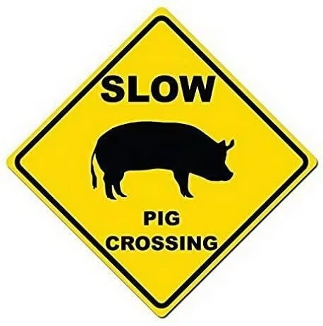 Wall Decor Metal Wall Sign Slow Pig Crossing Sign Metal Aluminum Road ...