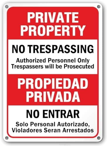 Wall Decor Sign Private Property No Trespassing Sign, Bilingual English ...