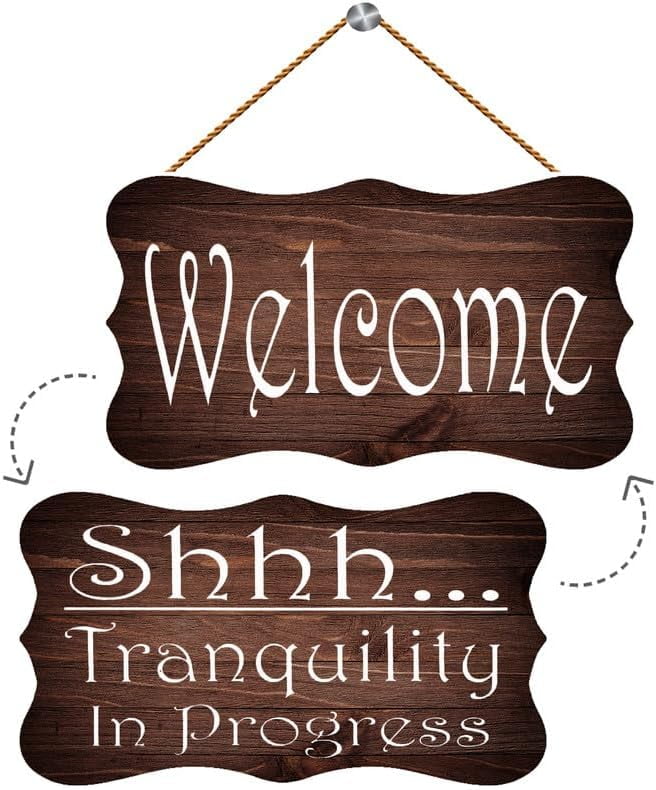 Wall Decor Sign Welcome Tranquility In Progress Wood Office Sign Two ...