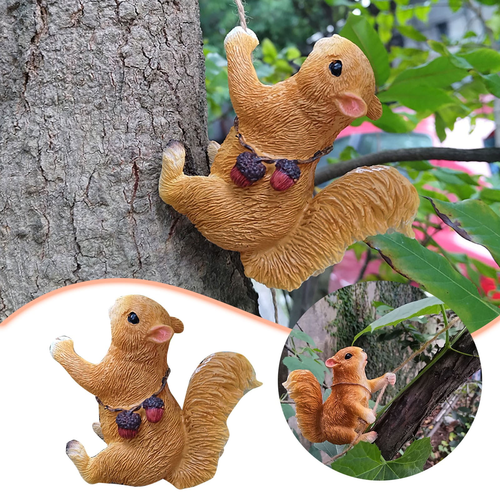 Wall Decor, Squirrel Garden Statue Decor Statue Cute Resin Squirrel ...