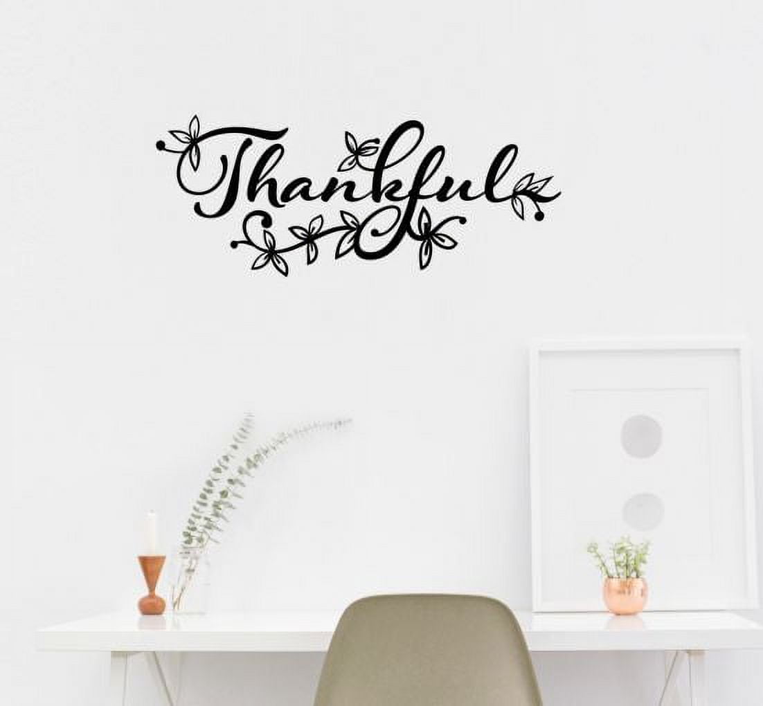 Wall Decor Stickers Thankful Word Lettering Home Decor Art Vinyl Decals ...
