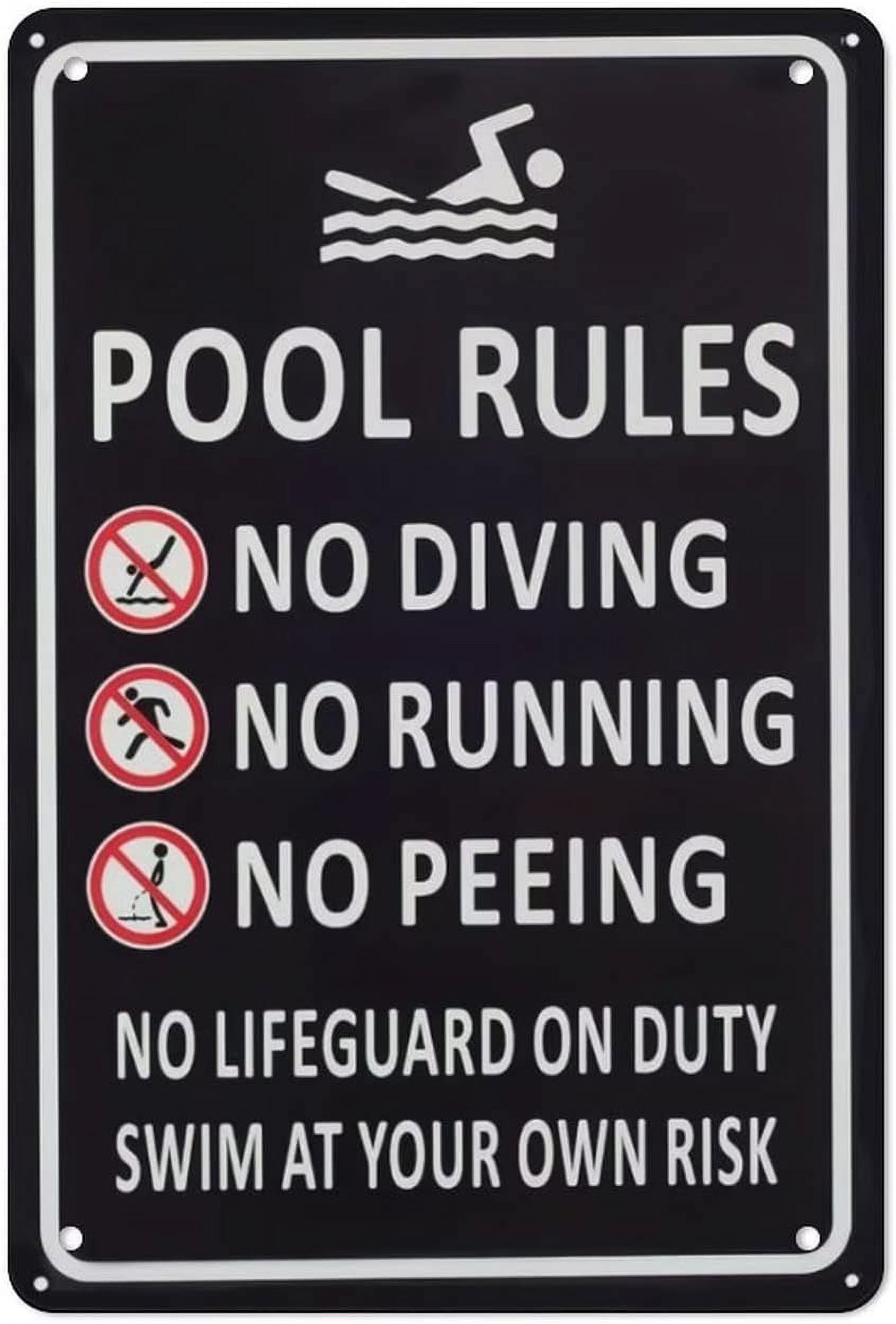 Wall Decor Swimming Pool Rules with Their own Risk Swimming Warning ...