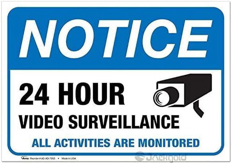 Wall Decor Video Surveillance Vinyl Sign - 8x12 Sticker Self-Adhesive ...