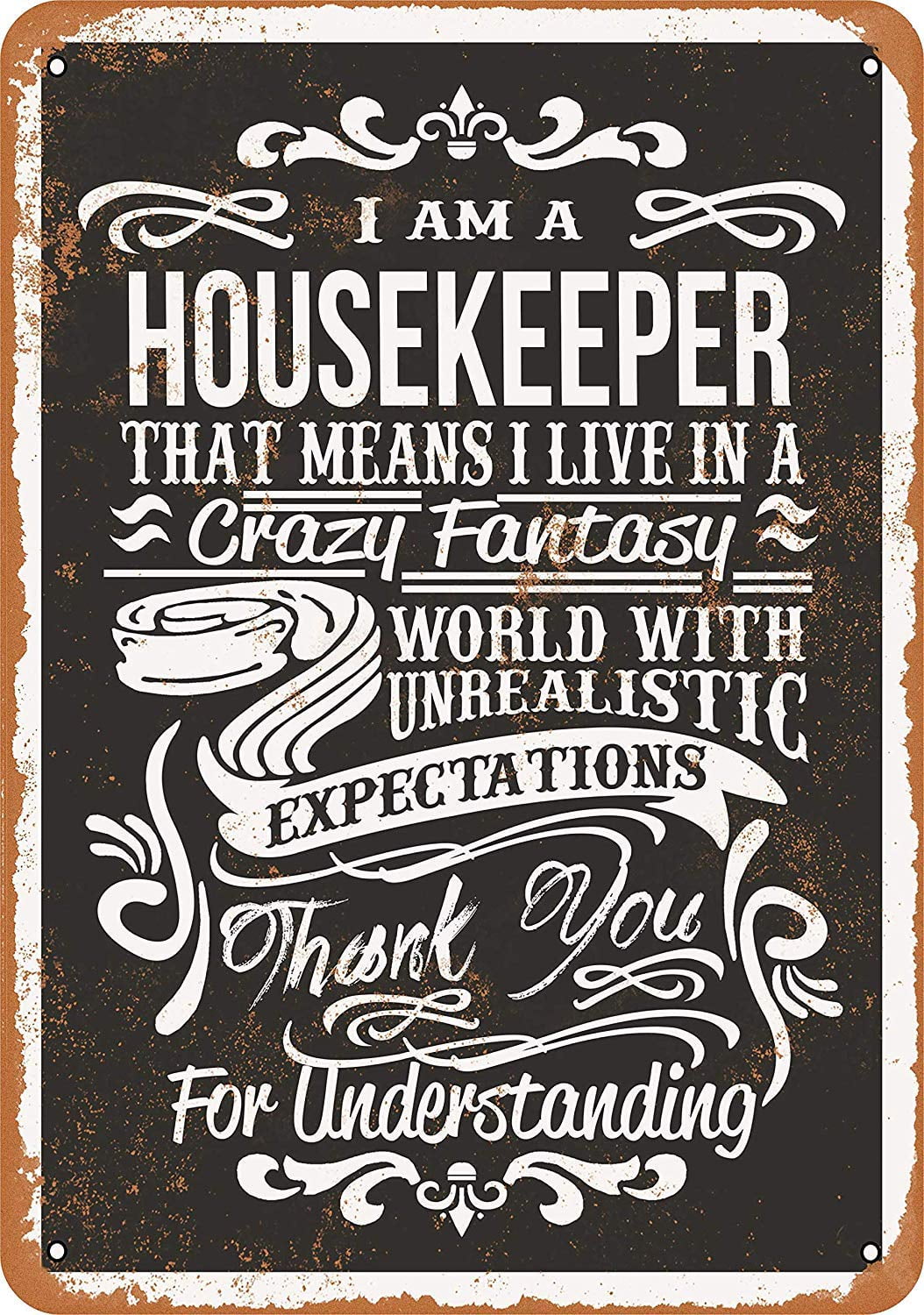 Wall Decor Vintage Look Metal Signs Wall Art - Crazy Housekeeper Size ...