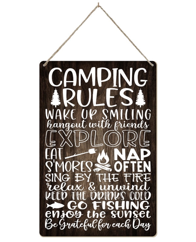 Wall Decor Wood Sign Camping Rules Sign Wood Sign Personalized Wooden ...