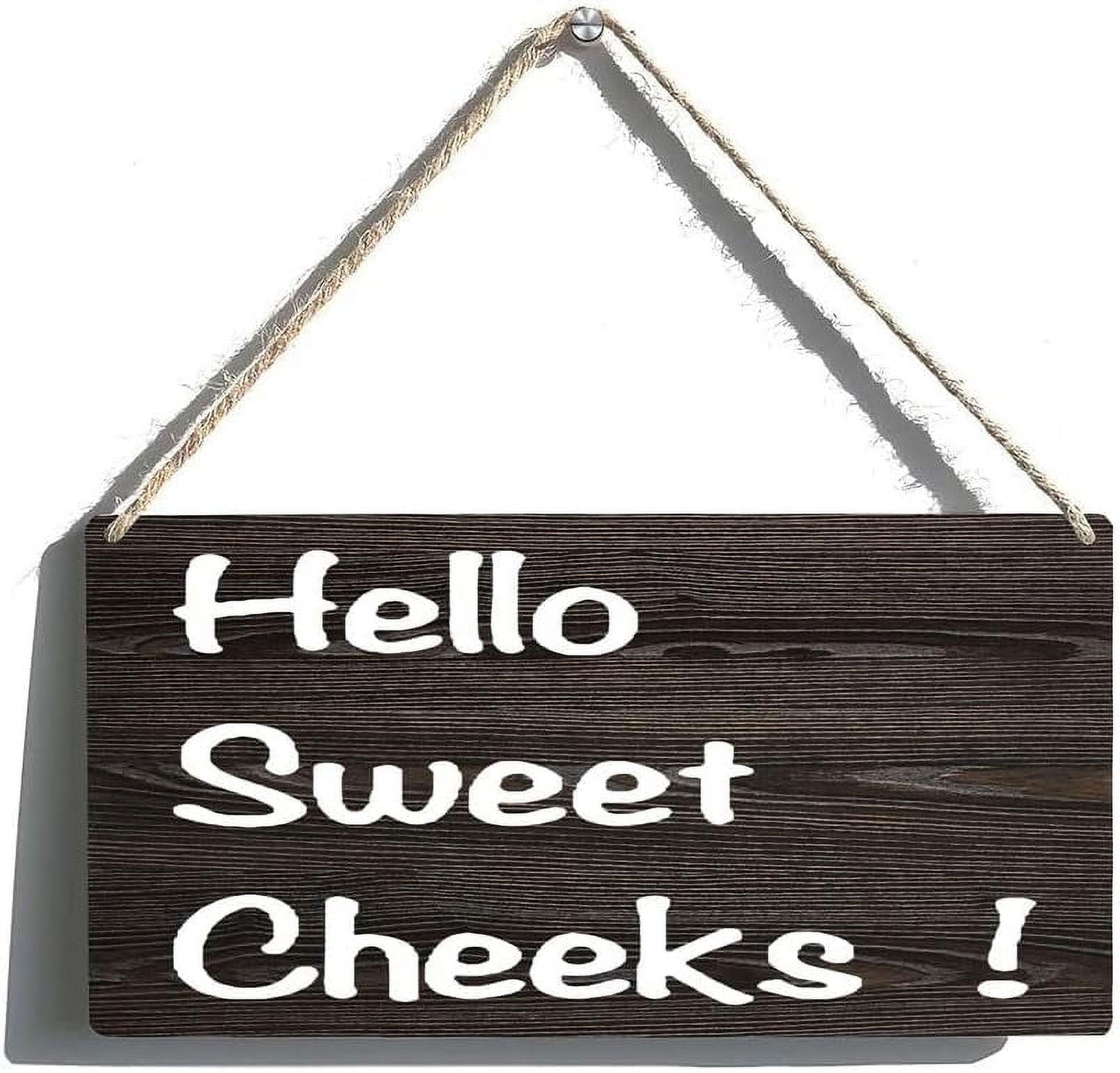 Wall Decor Wood Sign Hello Sweet Cheeks Bathroom Sign Personalized Wood ...