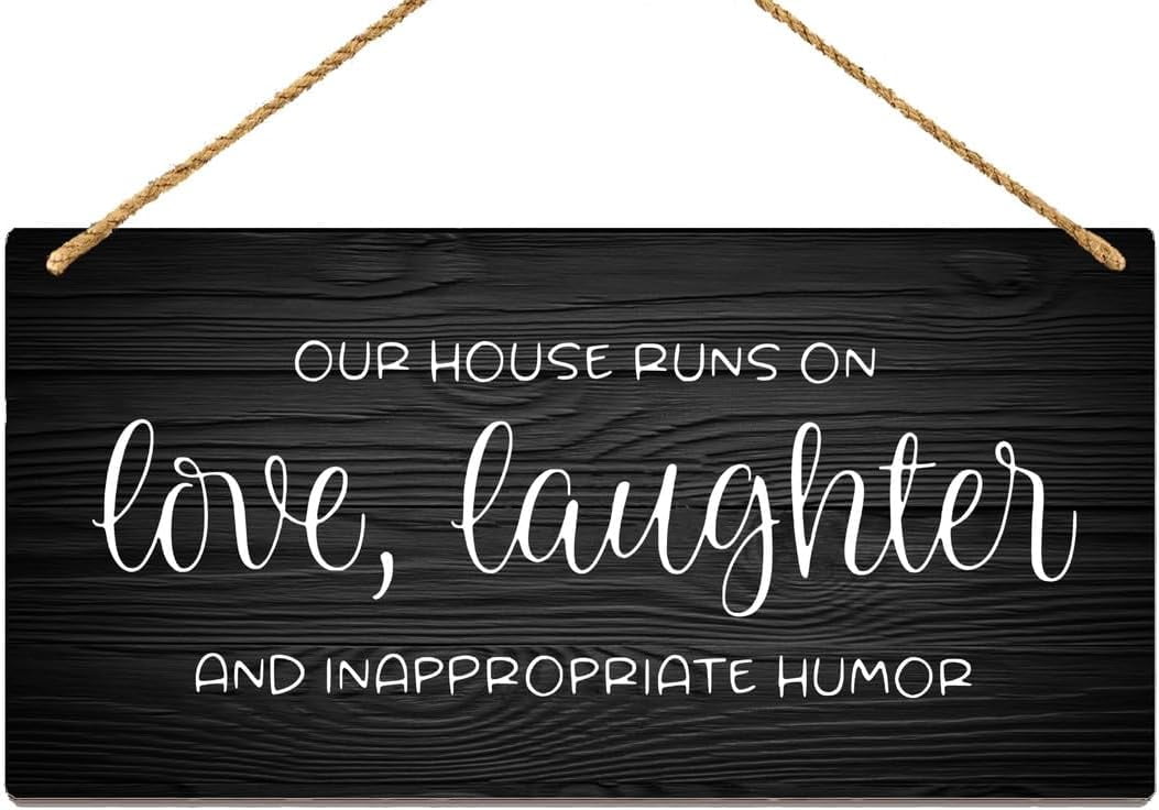 Wall Decor Wood Sign Our House Runs On Love Laughter And Inappropriate ...