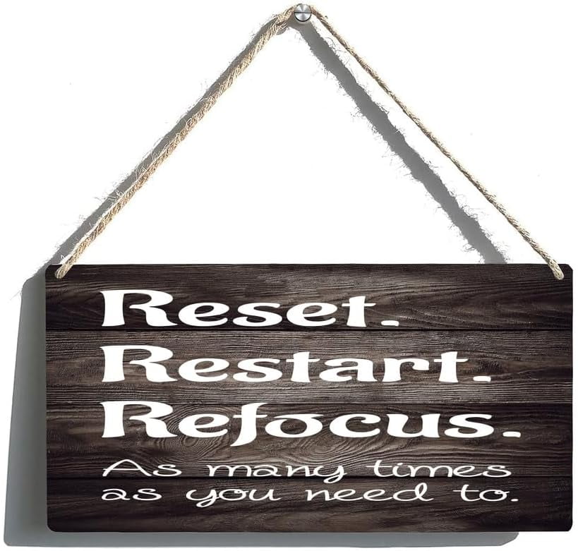 Wall Decor Wood Sign Reset Restart Refocus Wood Sign Wooden ...