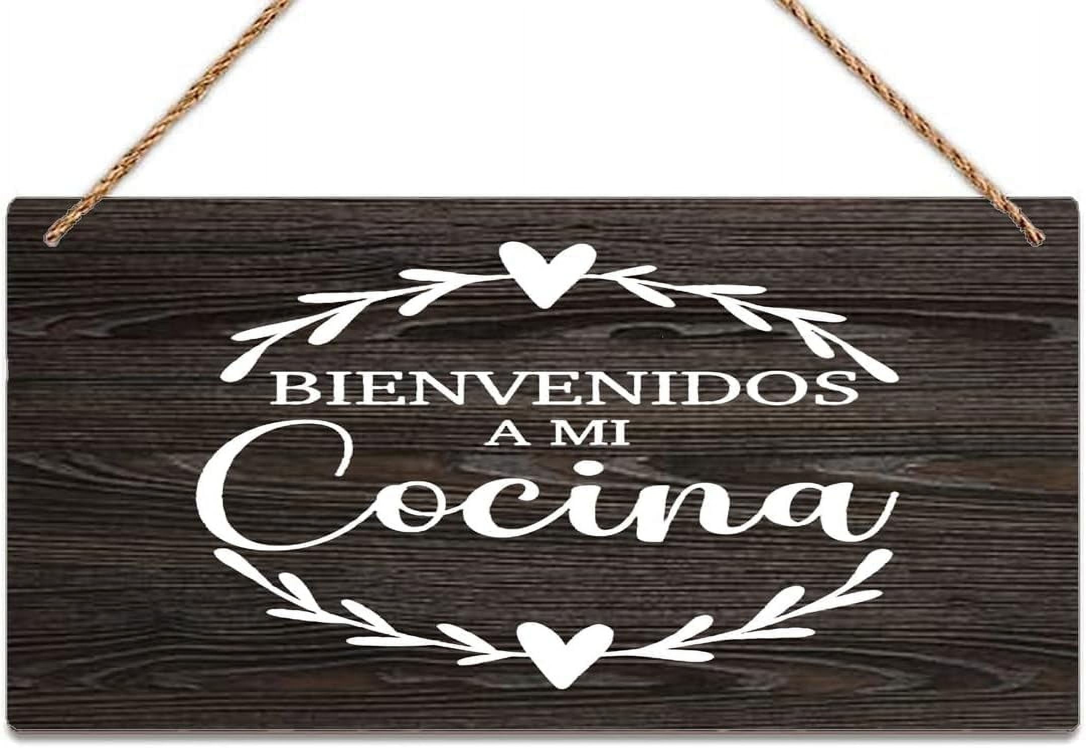 Wall Decor Wood Sign Spanish Kitchen Sign Quote Welcome Kitchen Sign ...