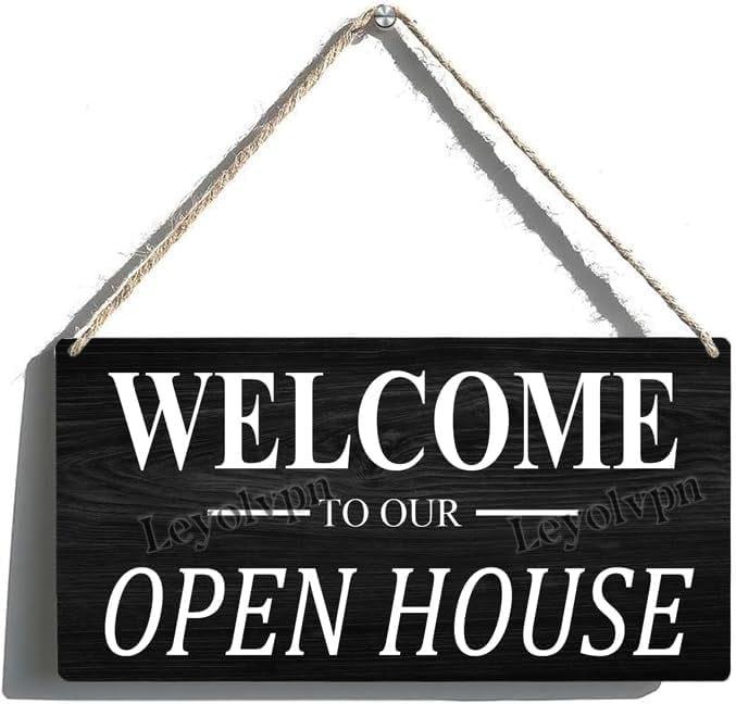 Wall Decor Wood Sign - WELCOME TO OUR OPEN HOUSE - Rustic Contemporary ...