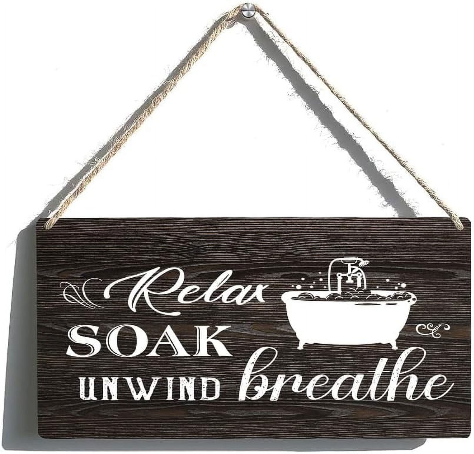 Wall Decor Wooden Sign Bathroom Wooden Signs Farmhouse Relax Soak ...