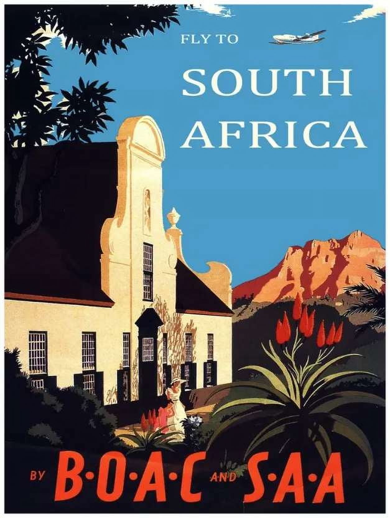 .Wall Decorative Poster.Room design.Fly to south Africa.BOAC and SAA ...