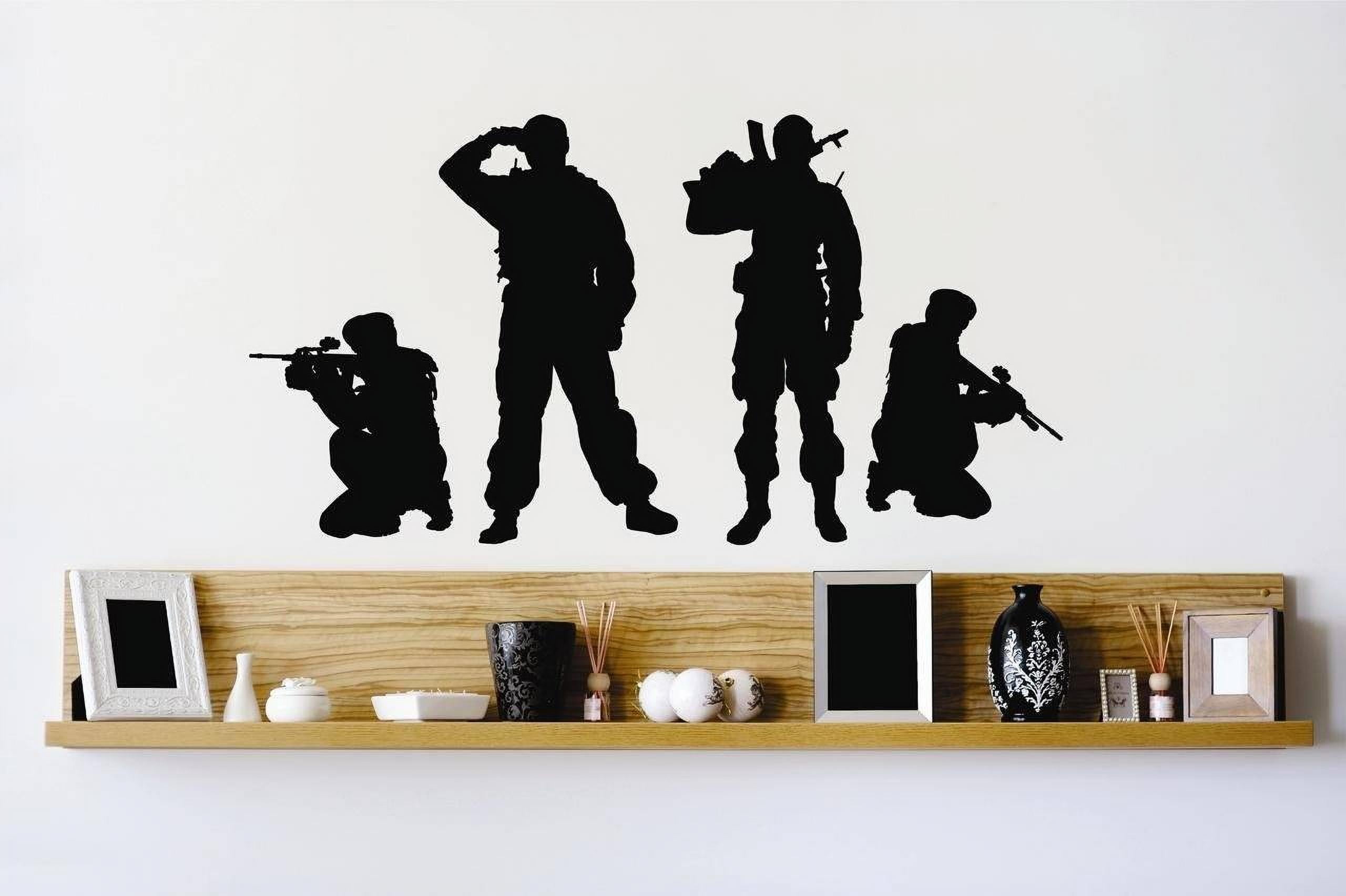 Wall Design Pieces Army Soldiers Men Fighting Combat War Guns Bathroom ...