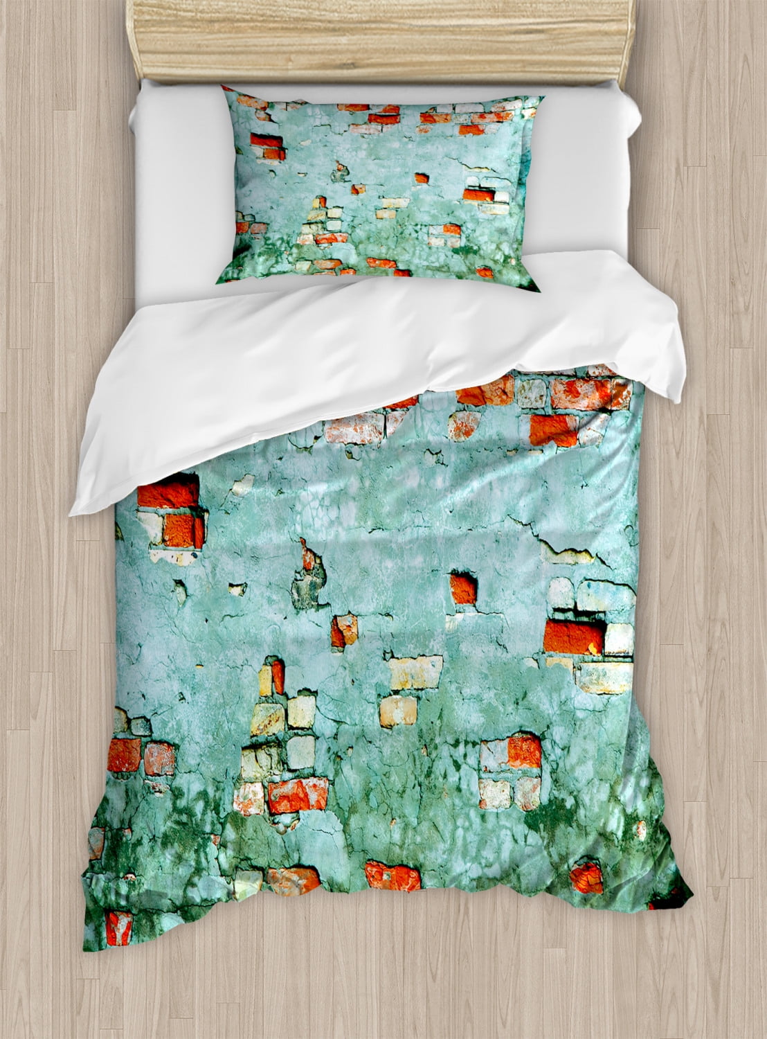 Wall Duvet Cover Set, Fragment of Brickwork Close-up Photograph Old ...