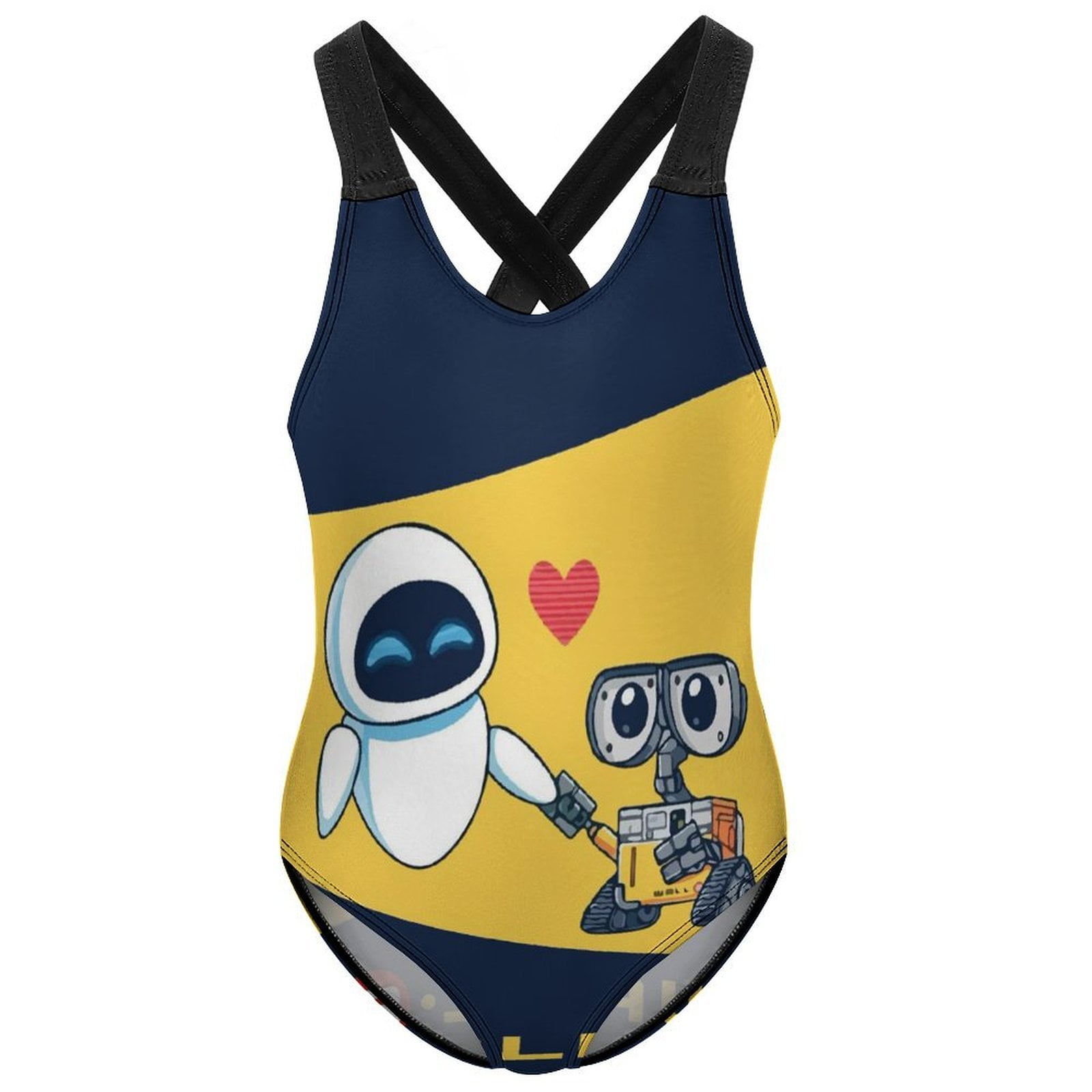 Wall-,E One Piece Swimsuit for Girls Crewneck Sleeveless Back Cross ...