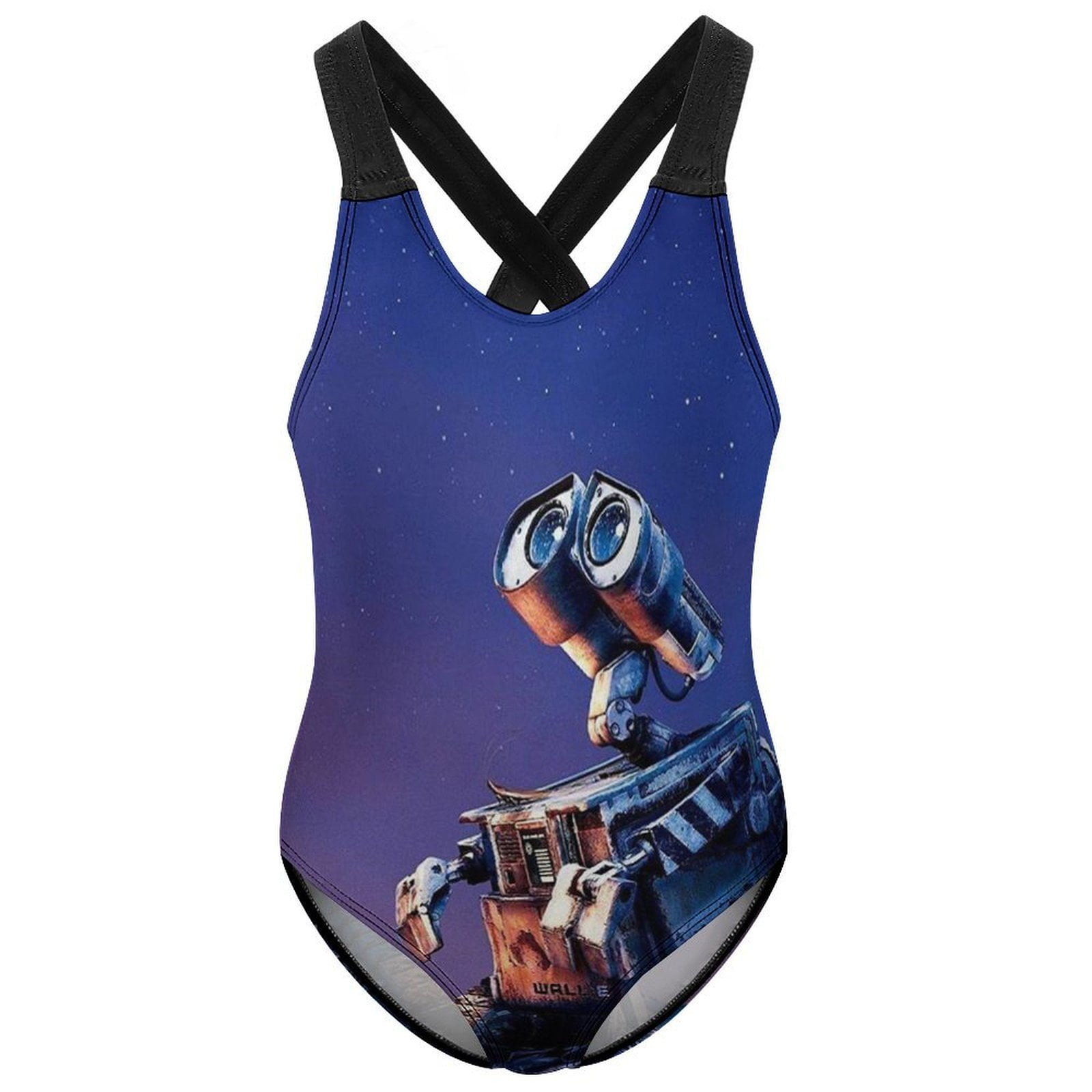 Wall-,E One Piece Swimsuit for Girls Crewneck Sleeveless Back Cross ...