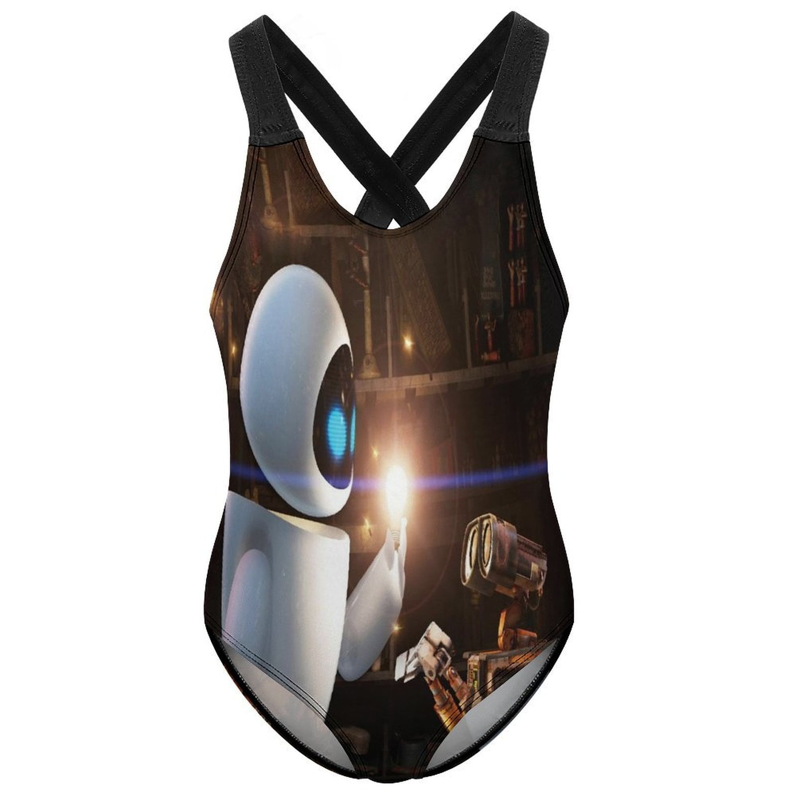 Wall-,E One Piece Swimsuit for Girls Crewneck Sleeveless Back Cross Strap Bathing Suit Swimwear ...